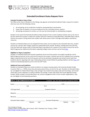 Fillable Online Extended Enrollment Status Policy Fax Email Print ...
