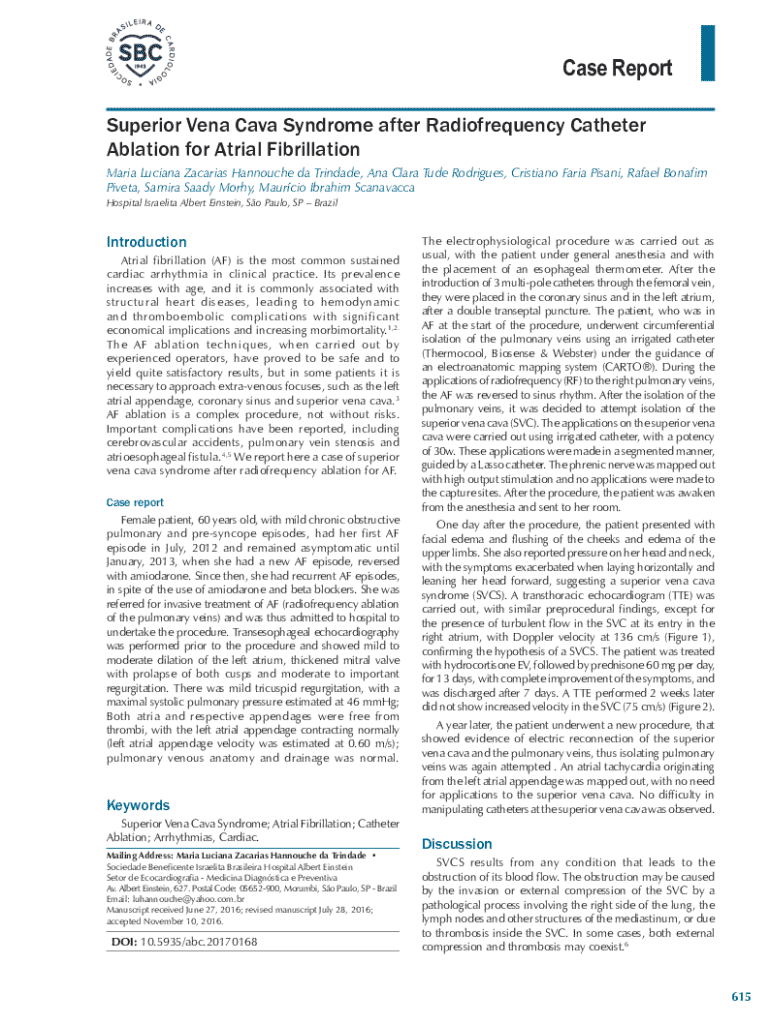 Fillable Online Superior Vena Cava Syndrome after Radiofrequency ...