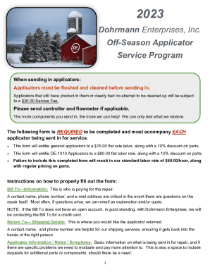 Fillable Online Dohrmann Applicator Service Program Fax Email Print ...