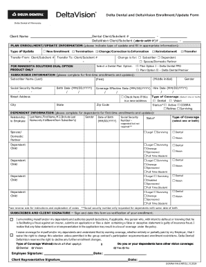 Fillable Online Delta Dental and Deltavision Enrollment/update Form Fax ...