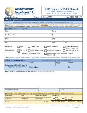 Fillable Online Michigan Freedom of Information Act Request Form Fax ...