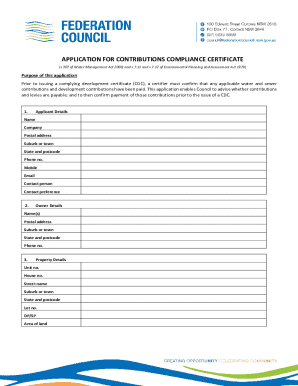 Fillable Online Application for Contributions Compliance Certificate Fax Email Print - pdfFiller