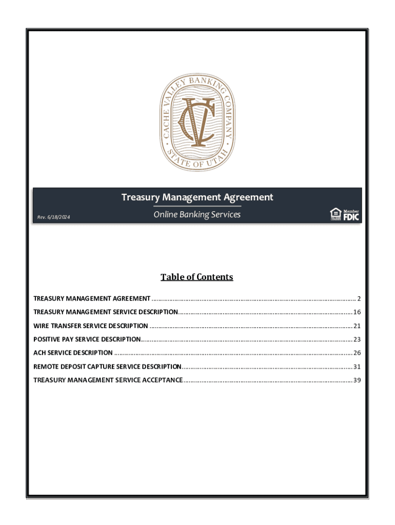 Fillable Online Treasury Management Agreement Fax Email Print - pdfFiller