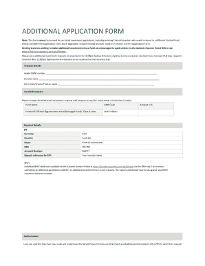 Fillable Online Additional Application Form Fax Email Print - pdfFiller