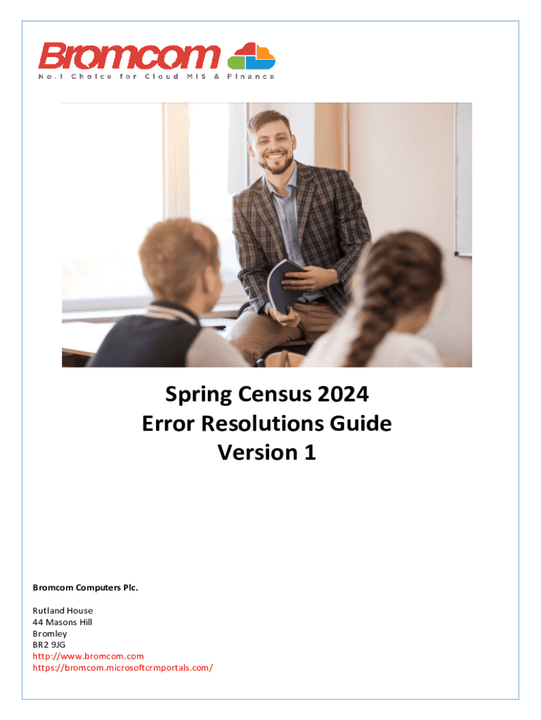Fillable Online Spring Census 2024 Error Resolutions Guide Fax Email ...