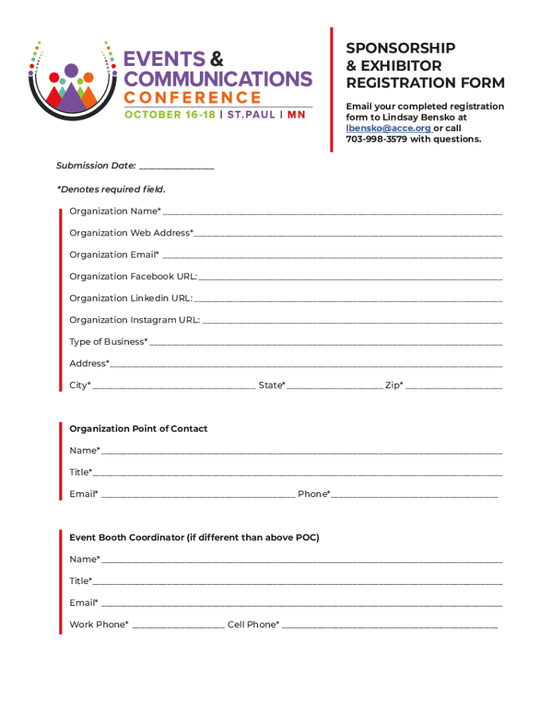 Fillable Online Sponsorship & Exhibitor Registration Fax Email Print ...