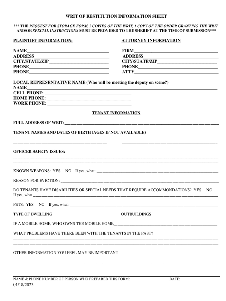 Fillable Online TENANT INFORMATION SHEET FOR LAW ENFORCEMENT USAGE Fax ...