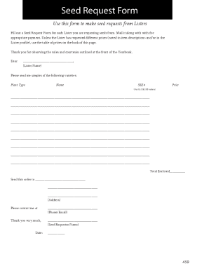 Fillable Online Seed Request Form Fax Email Print - pdfFiller
