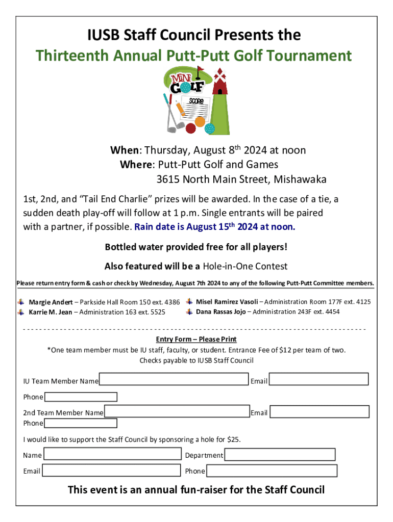 Fillable Online Thirteenth Annual Putt-Putt Golf Tournament Fax Email ...