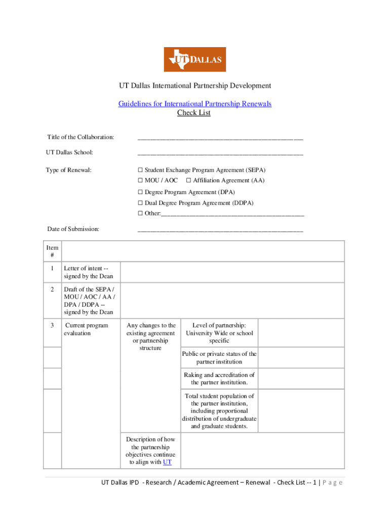 Fillable Online Guidelines for International Partnership Renewals Fax Email Print - pdfFiller