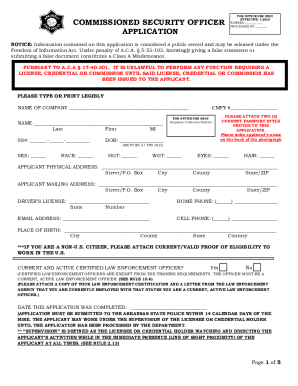 Fillable Online Commissioned Security Officer Application Form Fax ...
