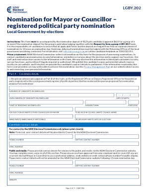 Fillable Online Nomination for Mayor or Councillor – Registered ...