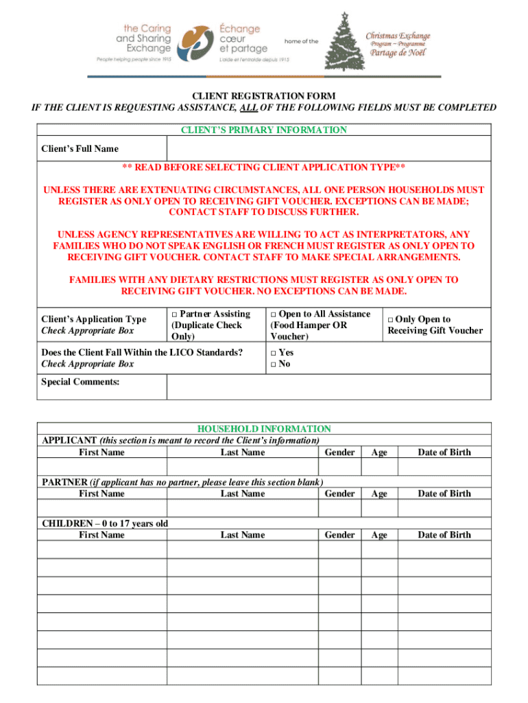 Fillable Online Client Registration Form Fax Email Print - pdfFiller