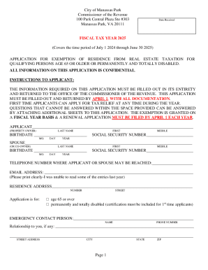 Fillable Online Application for Exemption of Residence From Real Estate ...