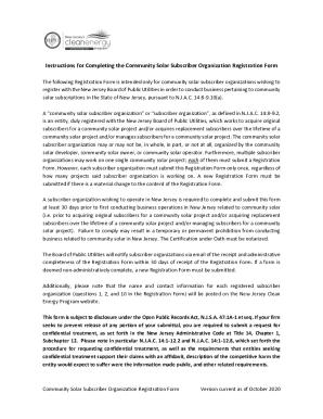 Fillable Online Instructions for Completing the Community Solar Subscriber Organization ...