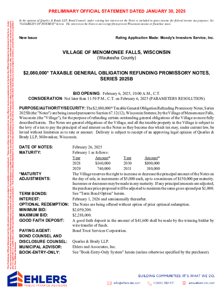 Preliminary Official Statement - Fill Online, Printable, Fillable, Blank | pdfFiller