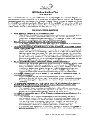 Fillable Online Sbe Subcontracting Plan Faqs & Checklist Fax Email ...