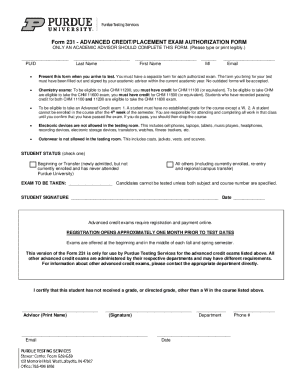 Fillable Online ADVANCED CREDIT/PLACEMENT EXAM AUTHORIZATION FORM Fax Email Print - pdfFiller