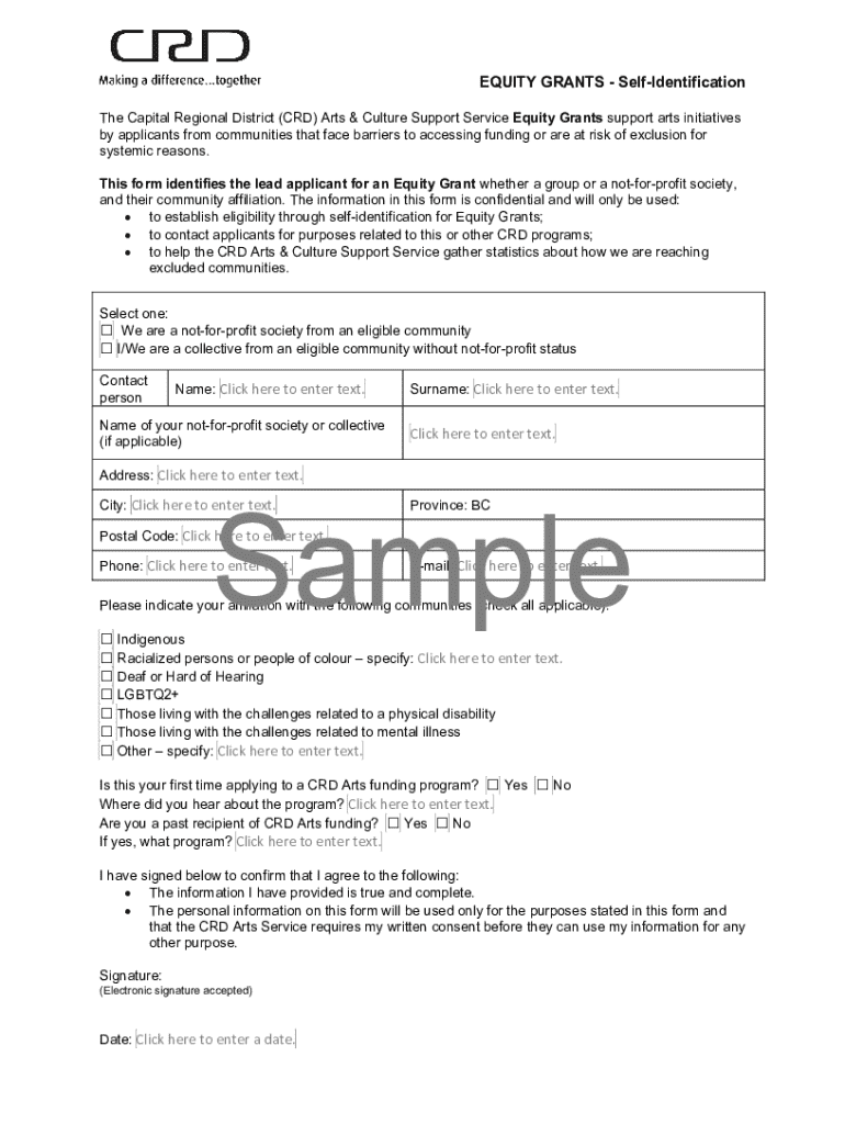 Fillable Online Equity Grant Application Sample. Equity Application ...