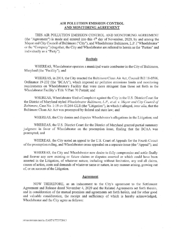 Fillable Online Air Pollution Emission Control and Monitoring Agreement ...