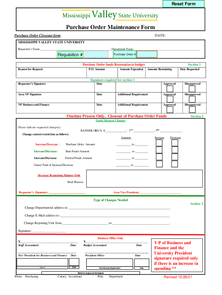 Fillable Online Purchase Order Closeout Form Fax Email Print - pdfFiller