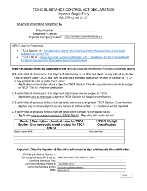 Fillable Online Toxic Substance Control Act Declaration Fax Email Print ...