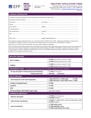Fillable Online Industry Application Form for Efp Perio Master Clinic 2023 Fax Email Print ...