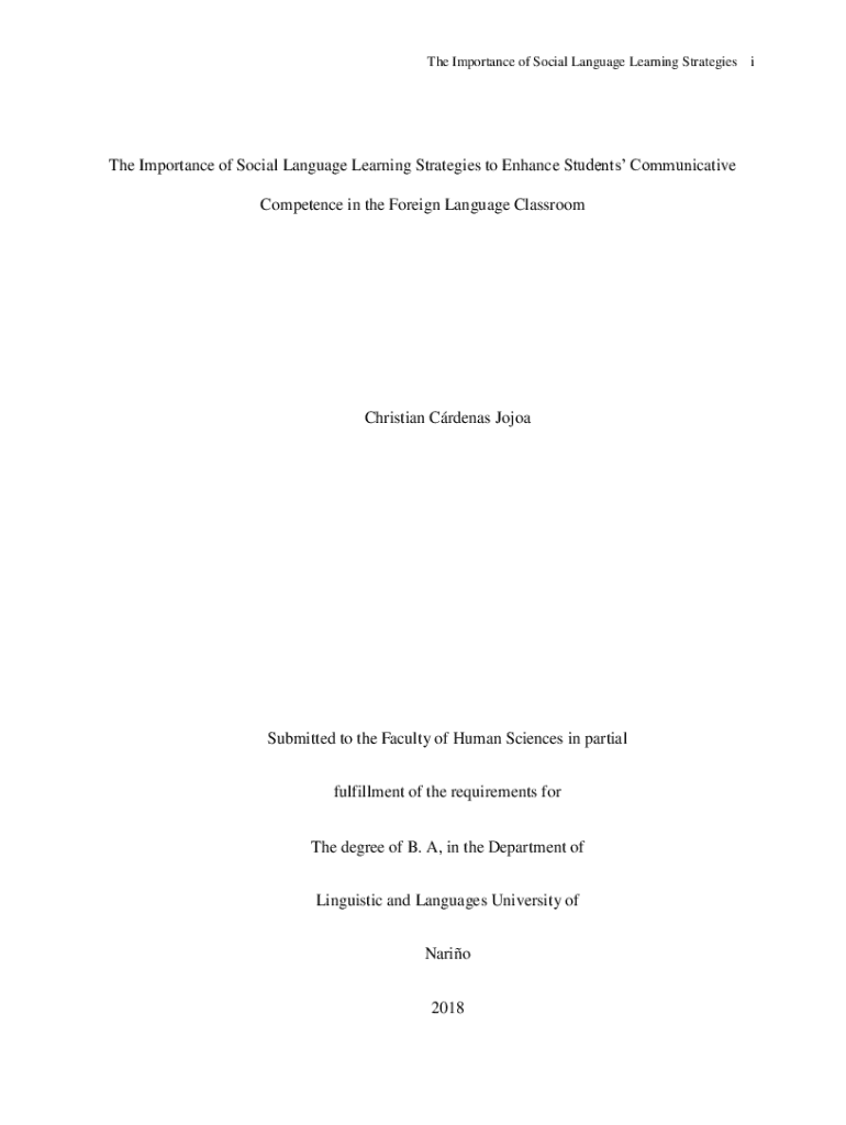 Fillable Online The Importance of Social Language Learning Strategies ...