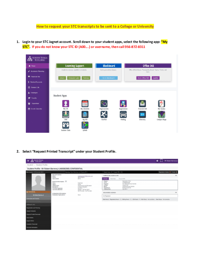 Fillable Online Stc transcript request: Fill out & sign online Fax ...