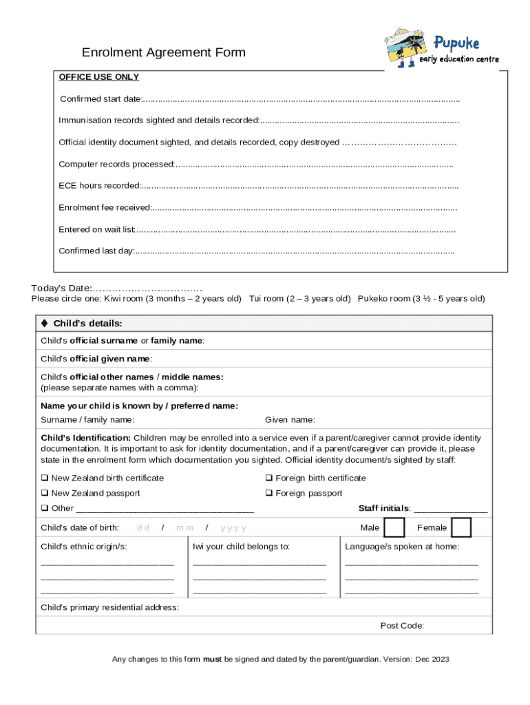 Enrolment Agreement Doc Template | pdfFiller