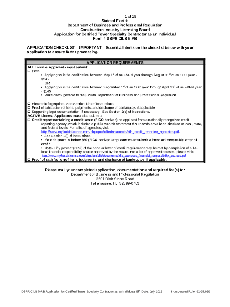 Dbpr Cilb 5-ab Doc Template | pdfFiller