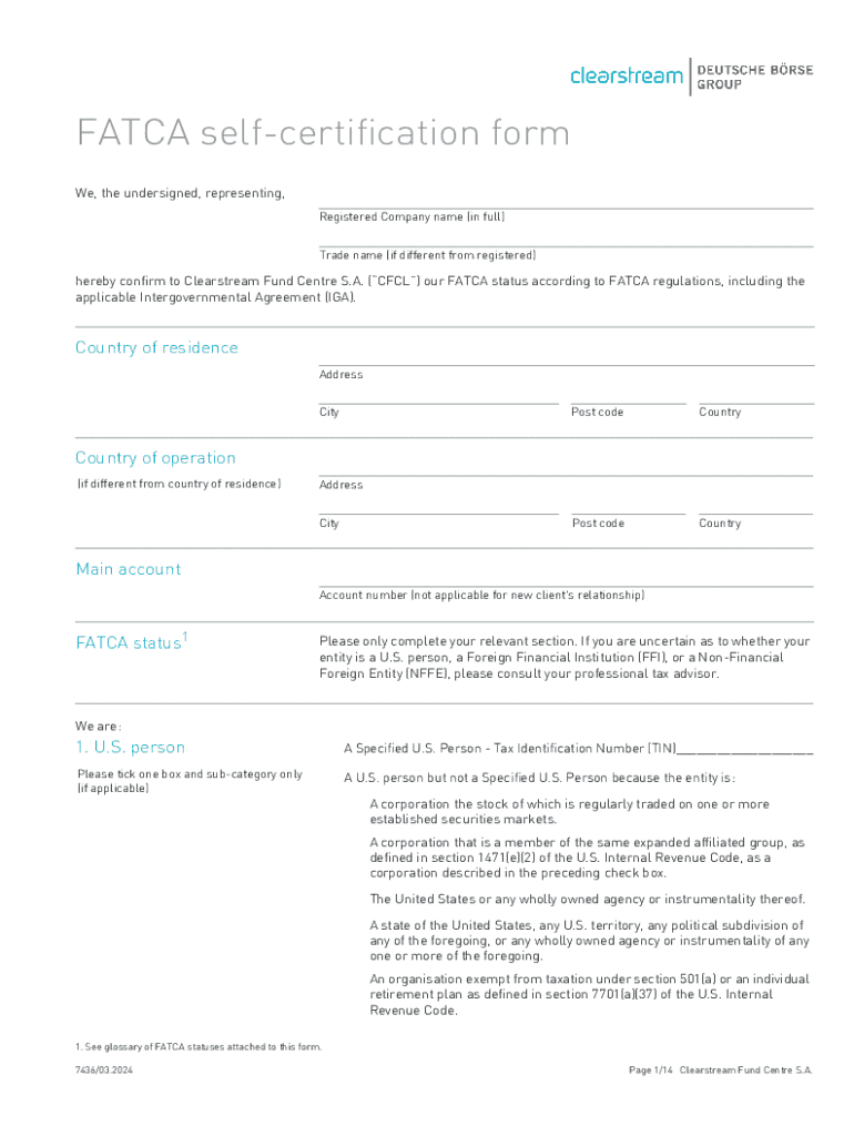 Fillable Online Fatca Self-certification Form Fax Email Print - pdfFiller