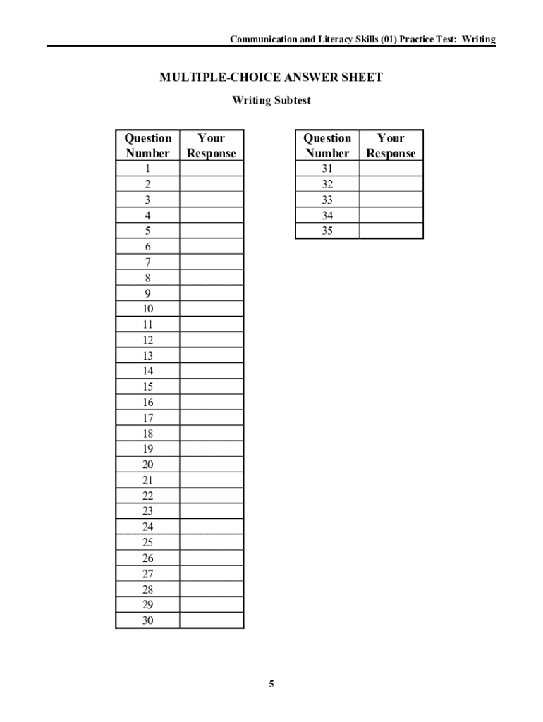 Fillable Online Free MTEL Communication & Literacy: Writing Practice ...