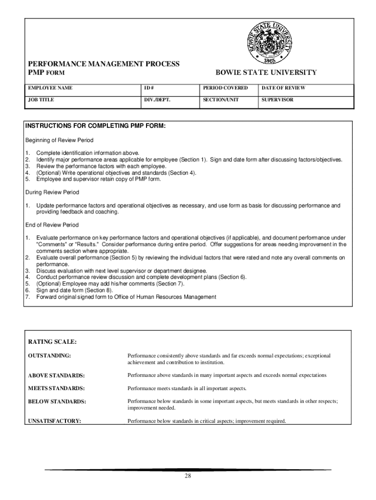 Fillable Online performance management process pmp form bowie ... Fax ...