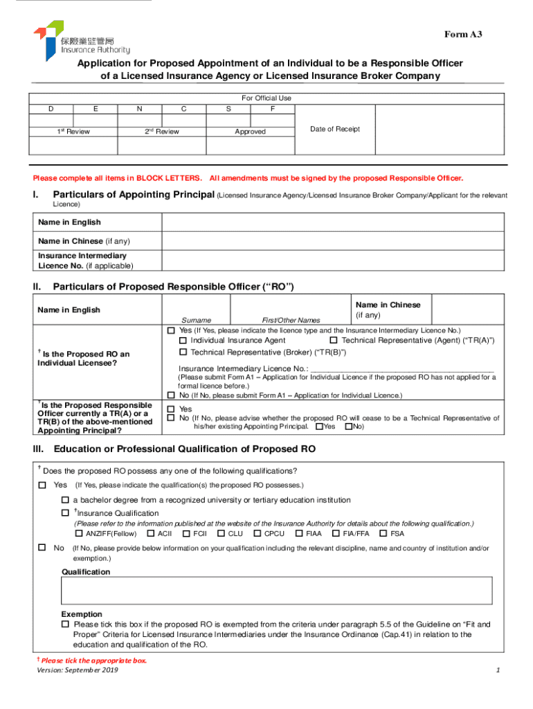 Fillable Online Form A3 Application for Proposed Appointment of an ...