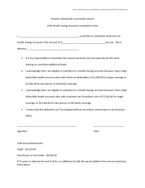 Fillable Online 2024 Health Savings Account Contribution Form Fax Email ...