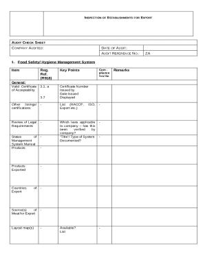 Audit Check Sheet Doc Template | pdfFiller