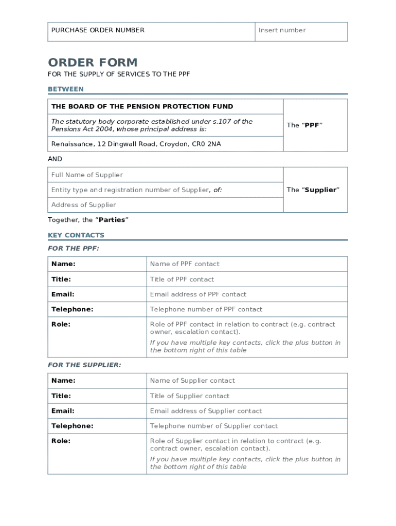 TEMPLATE Order for short terms and conditions Doc Template | pdfFiller