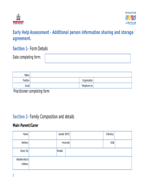 Early Help Assessment - Additional Person Ination Sharing and Storage ...