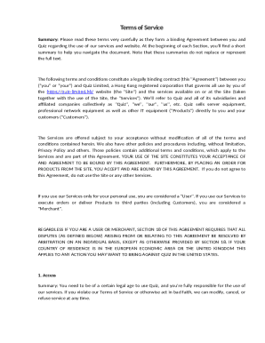 Terms of Service Template for your Site Doc Template | pdfFiller