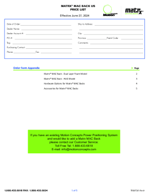 Fillable Online Matrx® Mac Back – Us Price List Fax Email Print - pdfFiller