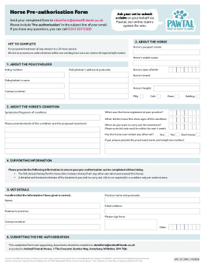 Fillable Online Horse Pre-authorisation Form Fax Email Print - pdfFiller