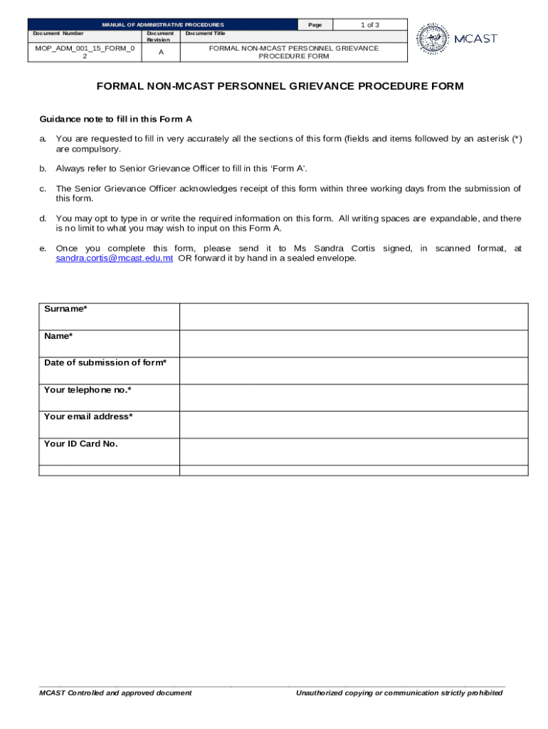 al Grievance - File Your Complaint Quickly Doc Template | pdfFiller