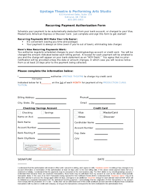 Recurring Payment Authorization Doc Template | pdfFiller