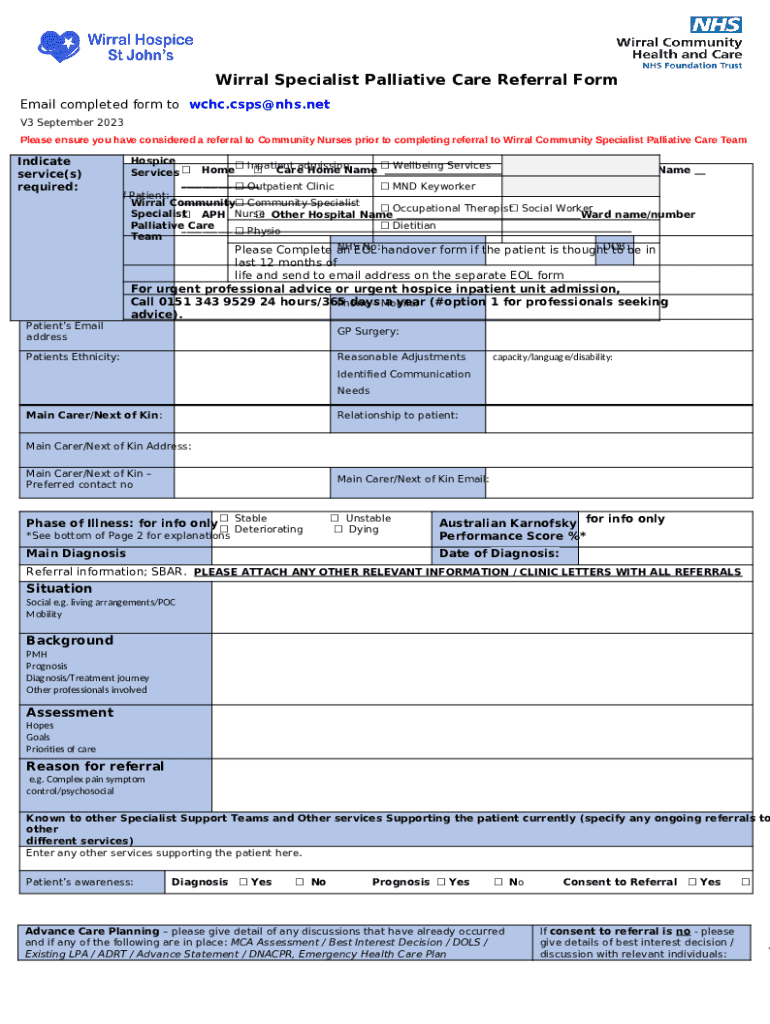 Wirral Community Specialist Palliative Care Referral ... Doc Template ...