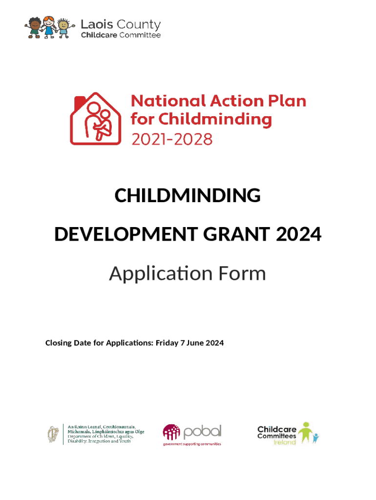 Childminding Development Grant 2024 Application Doc Template | pdfFiller