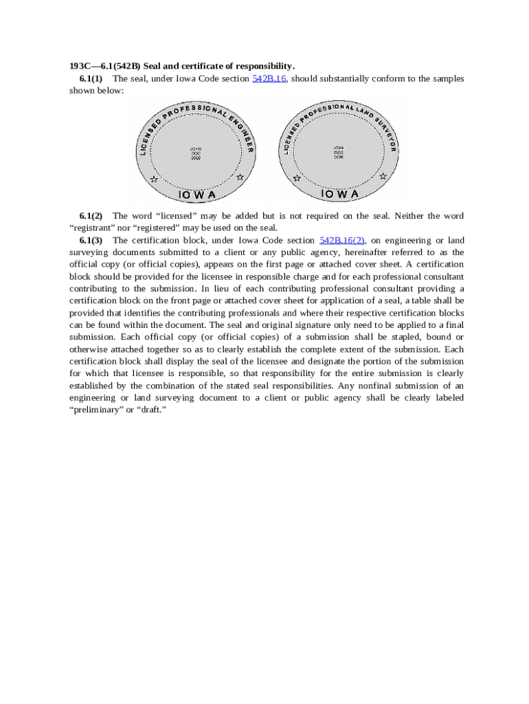 1(542B) Seal and certificate of responsibility Doc Template | pdfFiller