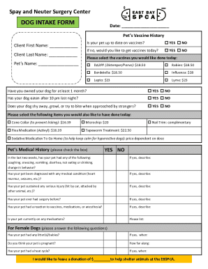 Fillable Online Spay and Neuter Surgery Center Fax Email Print - pdfFiller