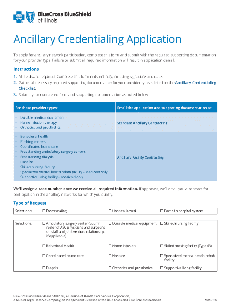 Fillable Online Ancillary Credentialing Application Fax Email Print - pdfFiller