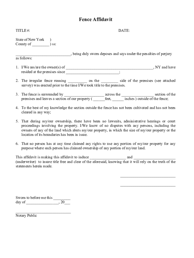 Fillable Online Fence Affidavit Fax Email Print - pdfFiller